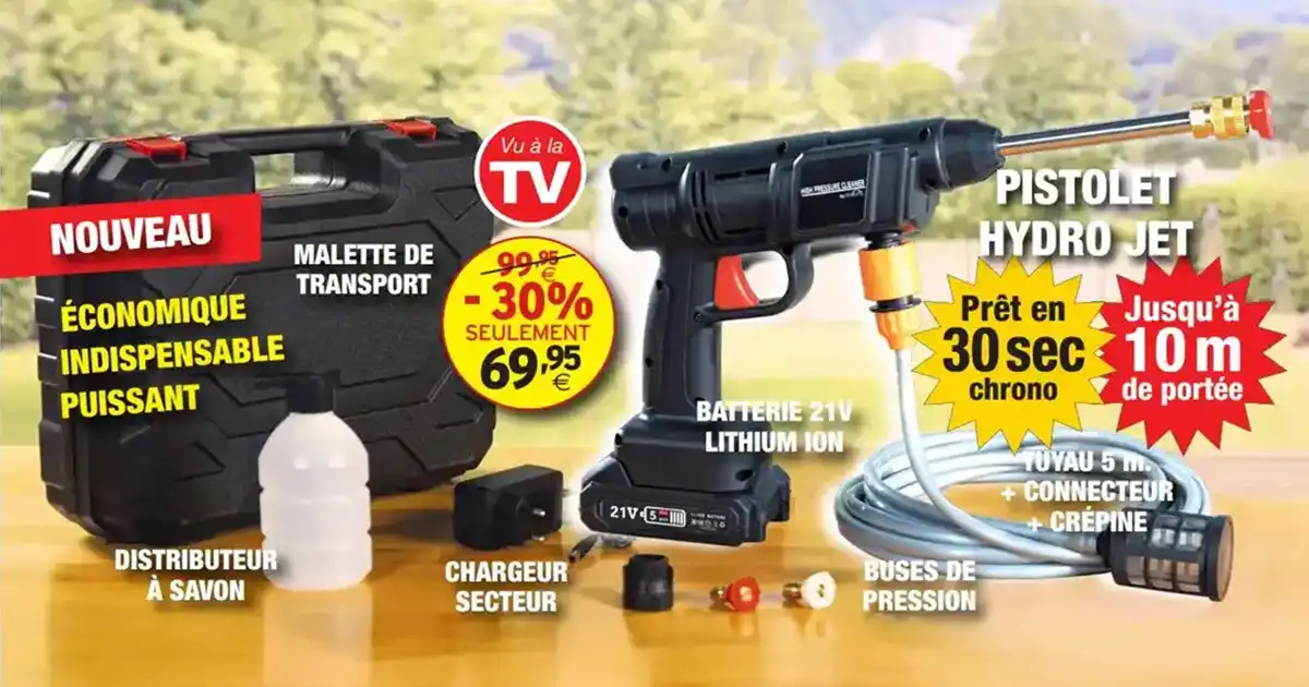HYDRO-JET » Pistolet d'Eau à Haute Pression Sans Fil